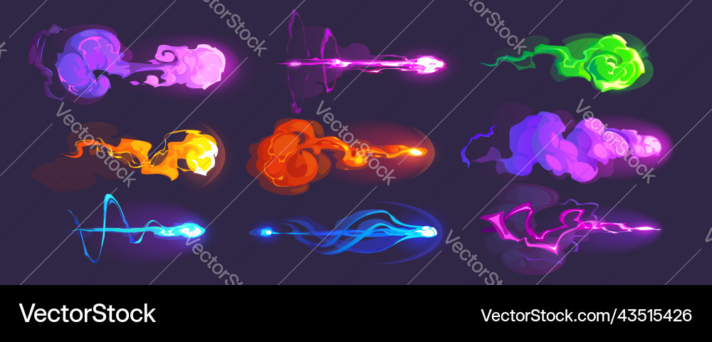 Blaster shot effects with fire plasma beams Vector Image