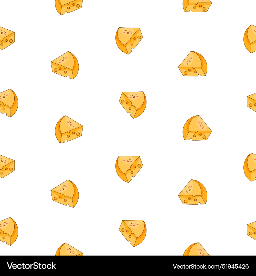 Cute kawaii cheese seamless pattern Royalty Free Vector