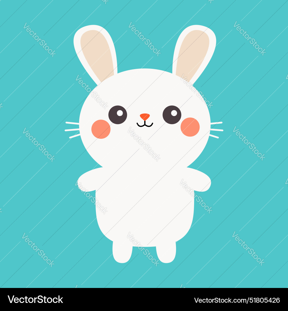Cute white standing bunny rabbit hare silhouette Vector Image