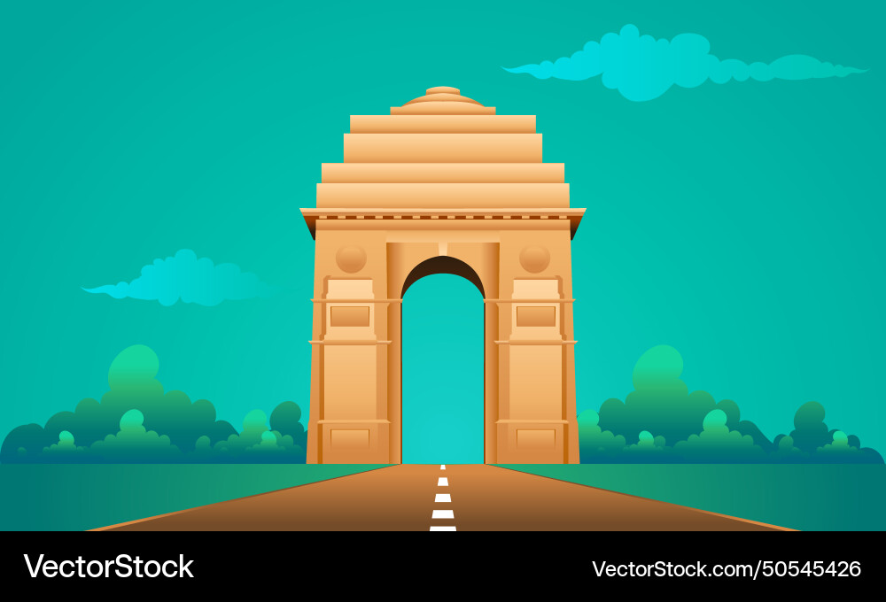 India gate in delhi rajpath Royalty Free Vector Image