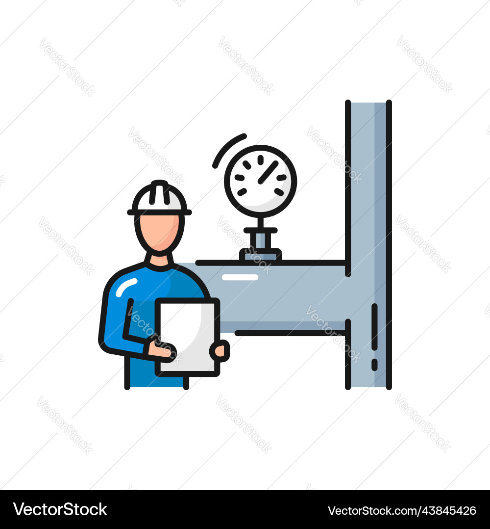 Oil production operator control pressure in pipe Vector Image