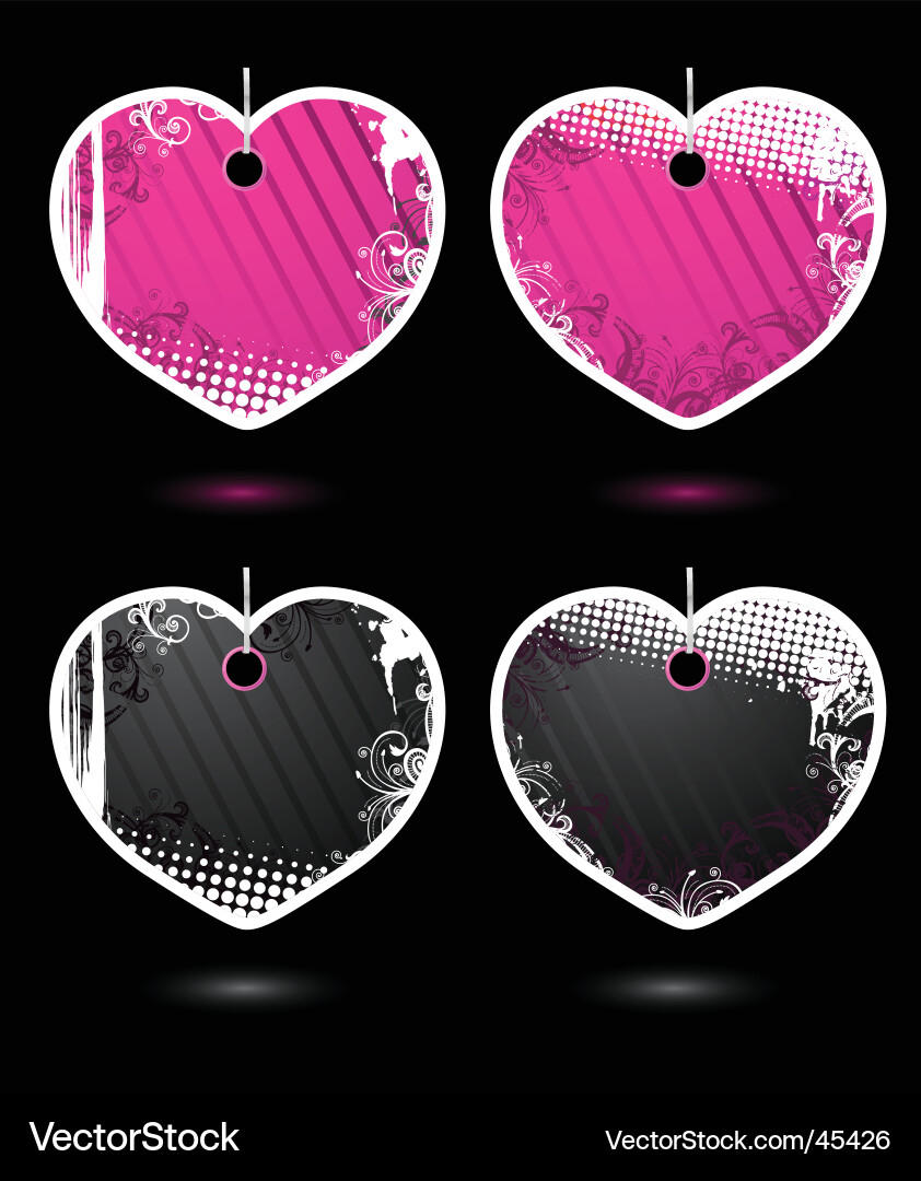 Set of heart-shaped labels Royalty Free Vector Image