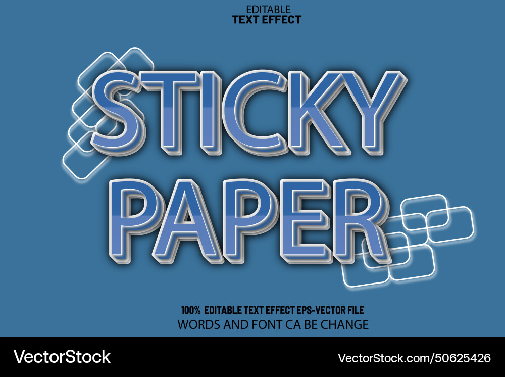Sticky paper text effect cartoon style Royalty Free Vector