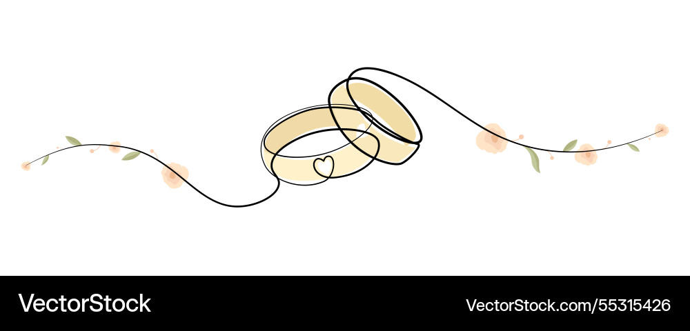Wedding ring line art style Royalty Free Vector Image