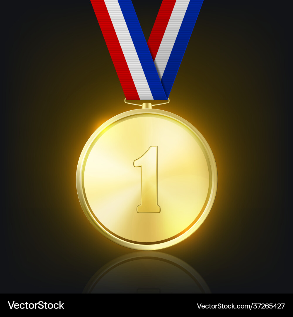 3d realistic shiny golden win medal Royalty Free Vector