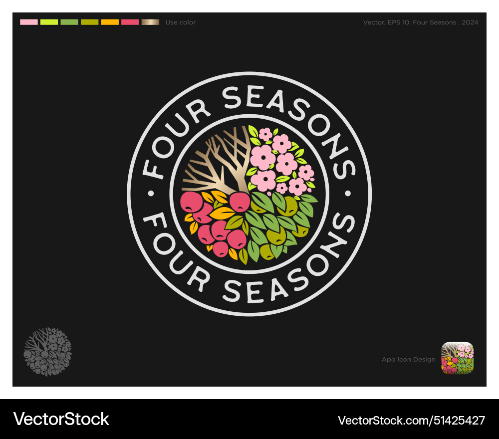 4 season logo year icon winter spring summer fall Vector Image