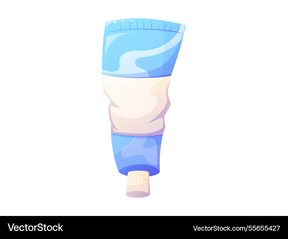Cartoon toothpaste tube with a blue and white Vector Image