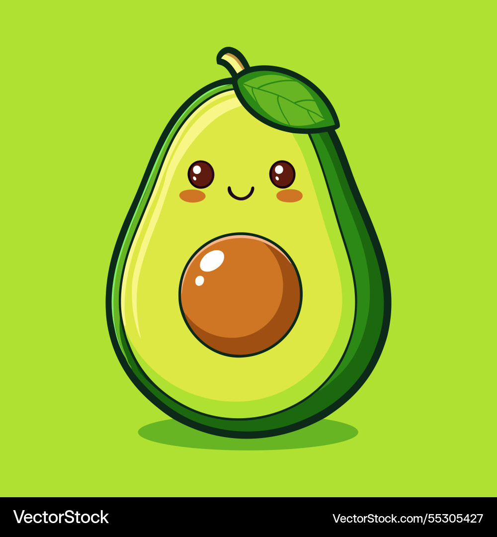 Cute avocado cartoon icon isolated fruit Vector Image