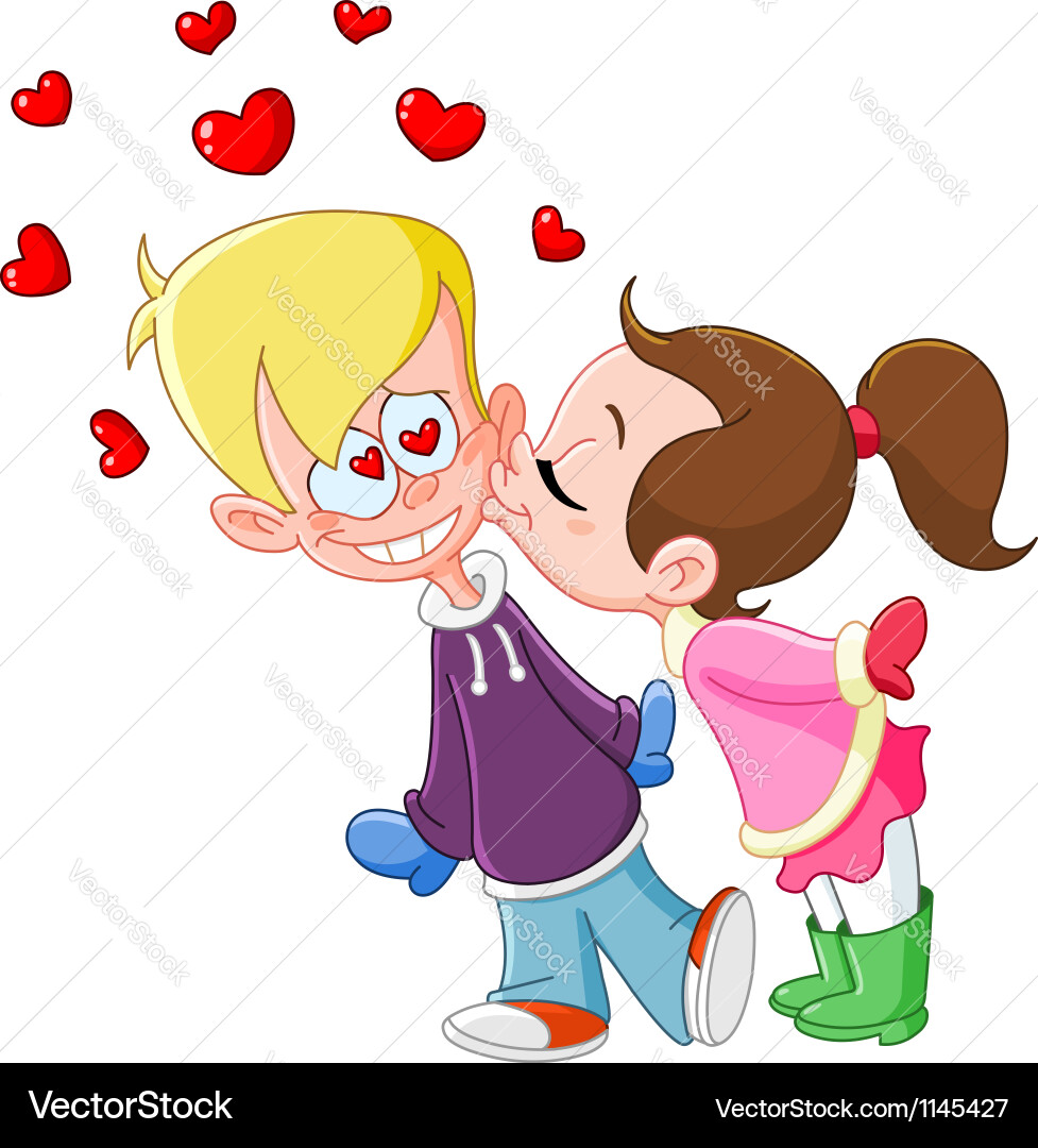 Girl kiss boy Royalty Free Vector Image - VectorStock
