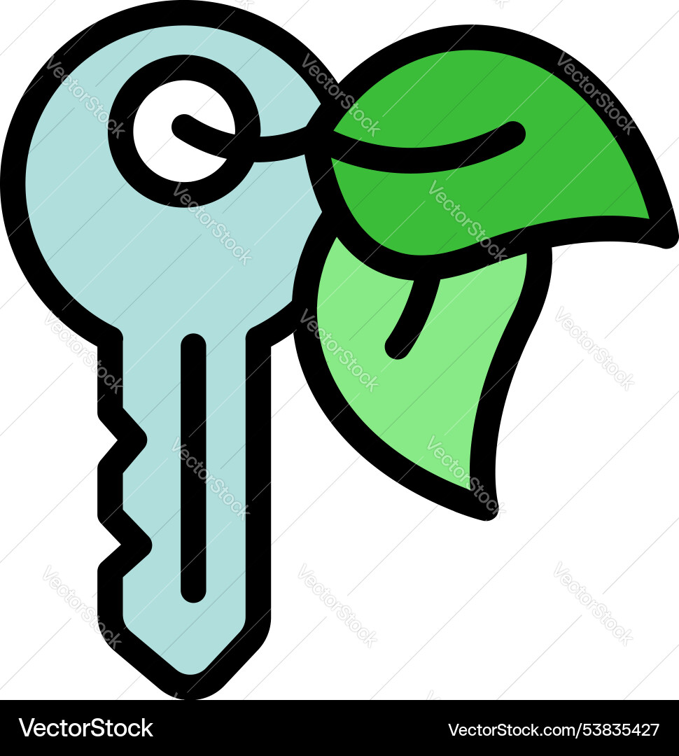 Green key with leaves symbolizing ecology Vector Image