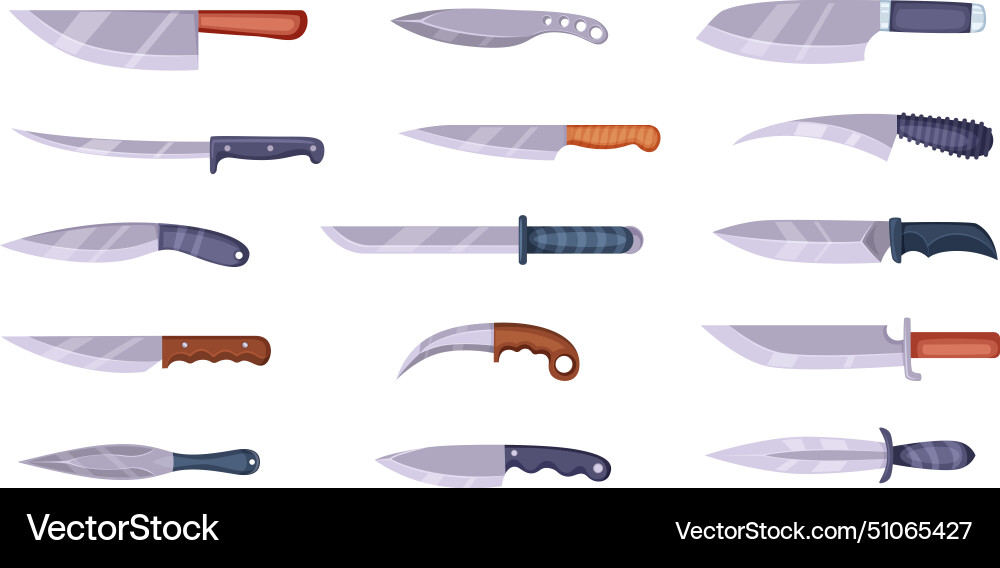 Knives cartoon kitchen utensil sharp blades Vector Image