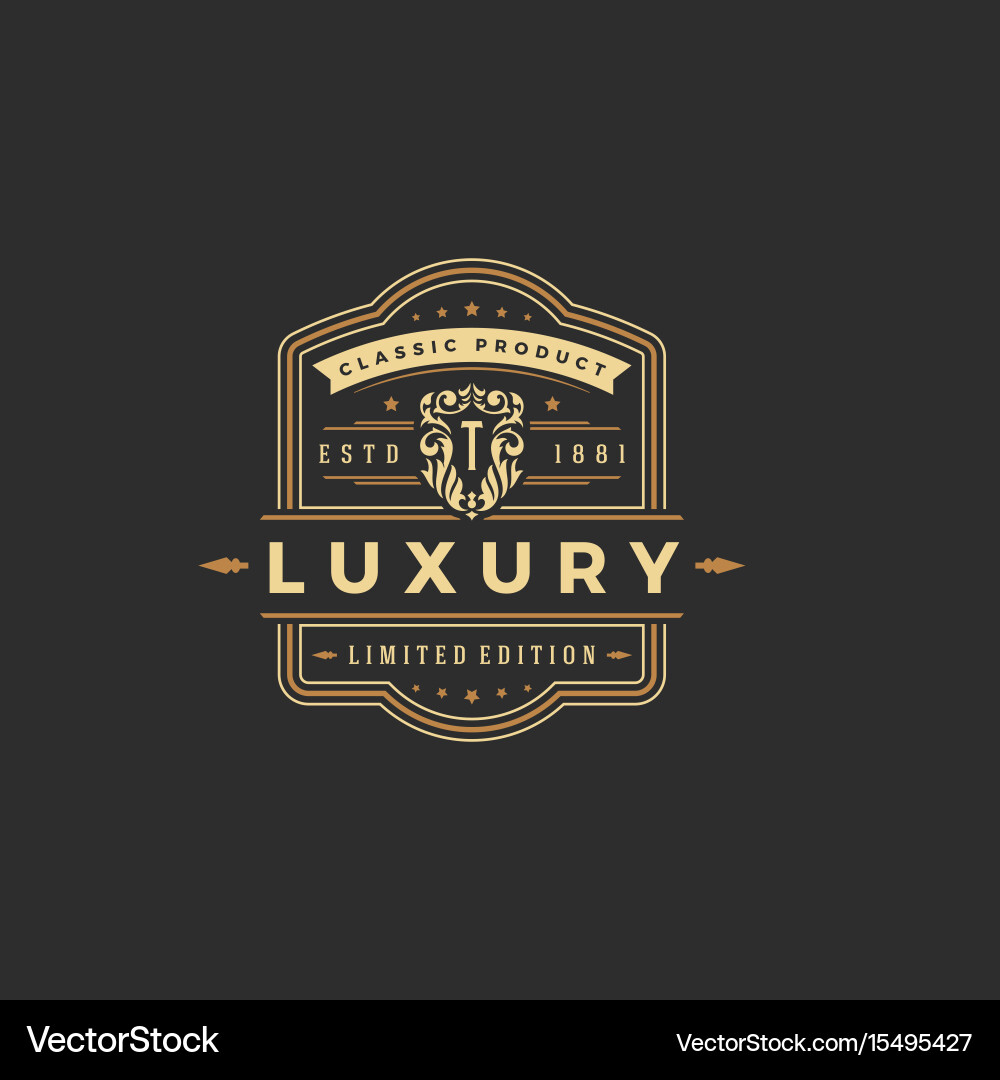 Luxury monogram logo template object Royalty Free Vector