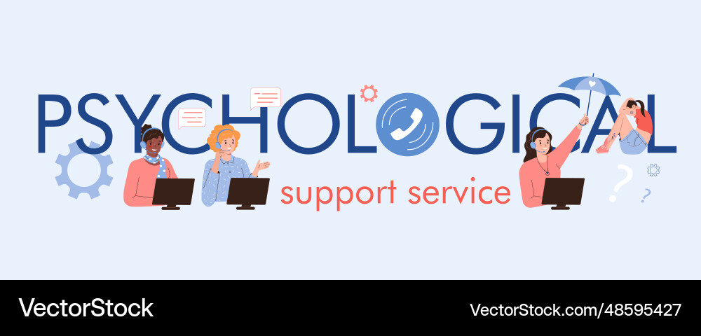 Psychological support service banner Royalty Free Vector