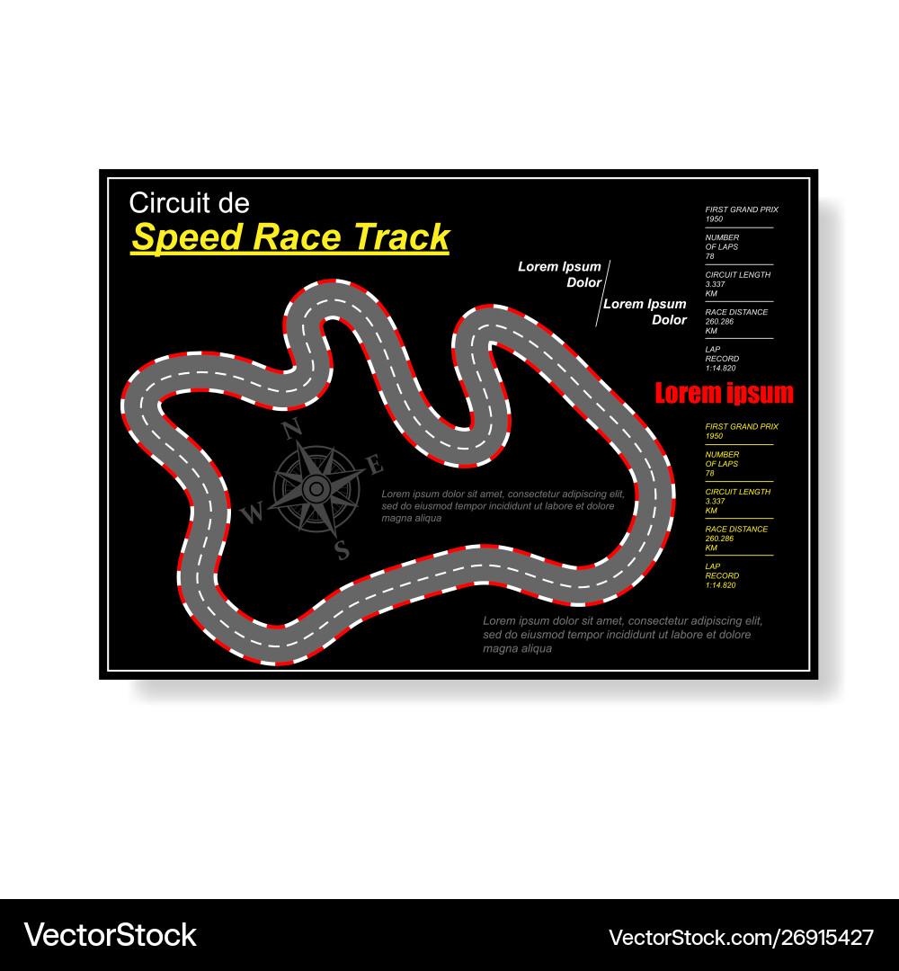 Race track circuit map banner Royalty Free Vector Image