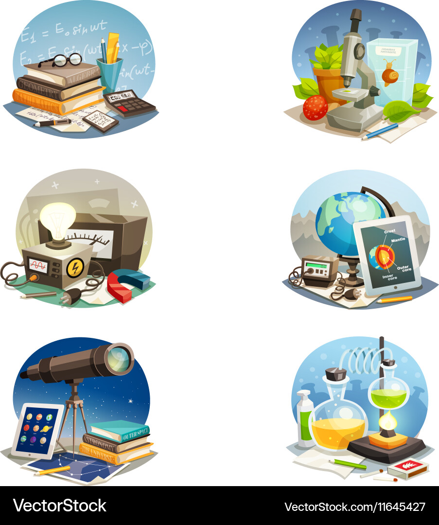 Science cartoon set Royalty Free Vector Image - VectorStock