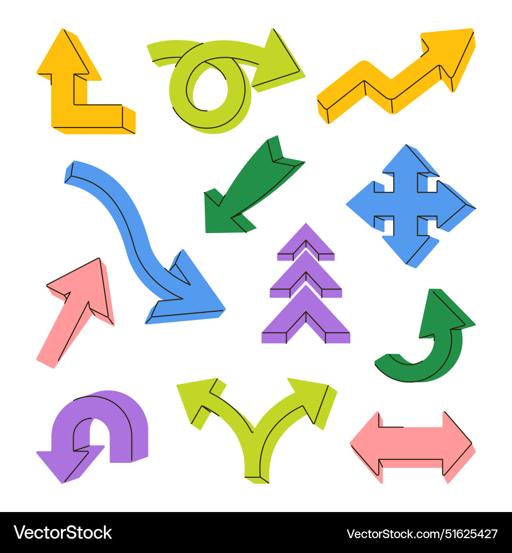 Set of doodle arrows drawn direction signs Vector Image