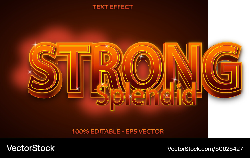 Strong splendid editable text effect 3d emboss Vector Image