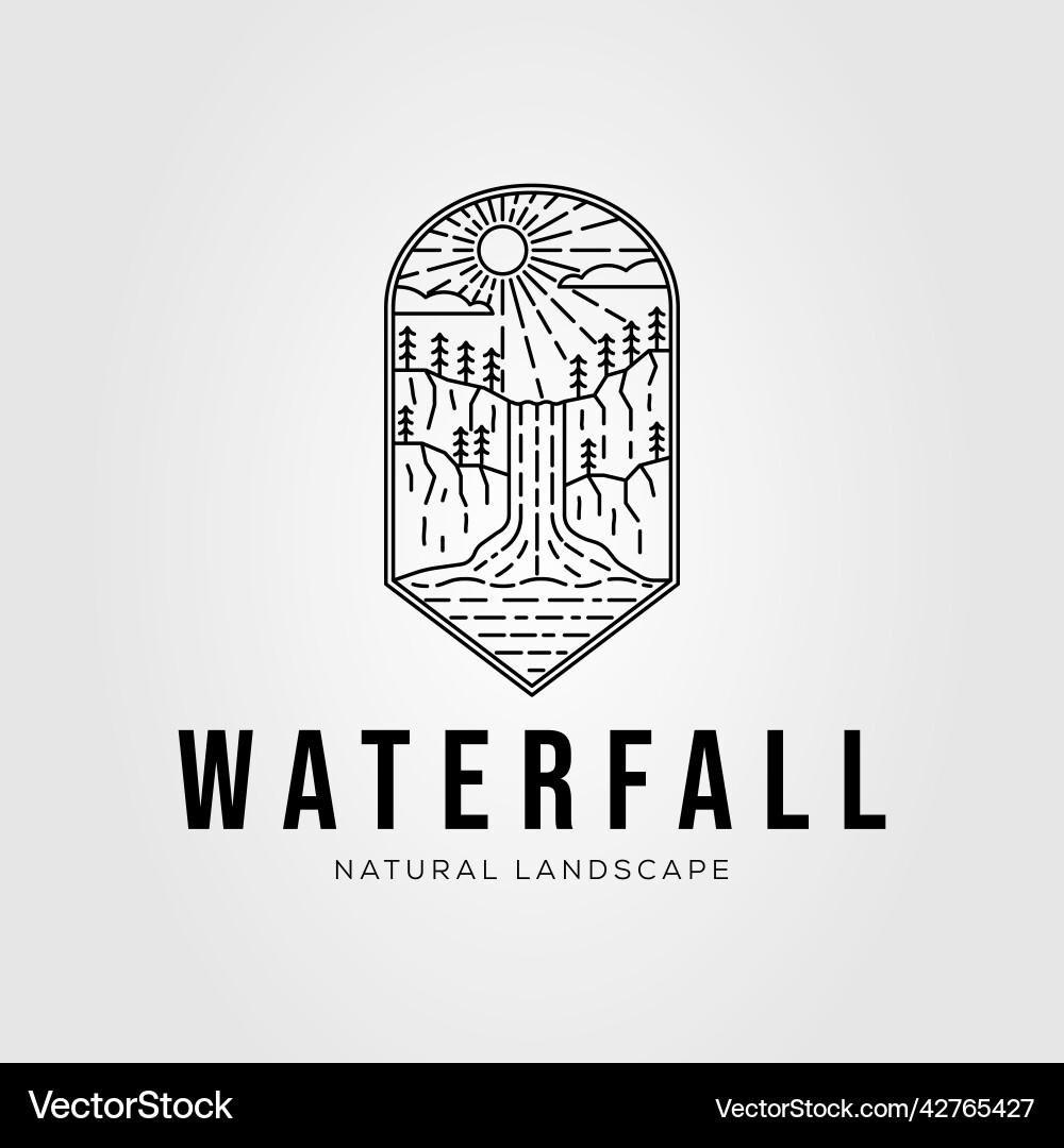 Tiered waterfall or river falls logo design Vector Image