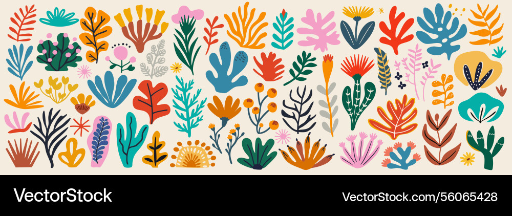 Abstract floral design set trendy graphic Vector Image