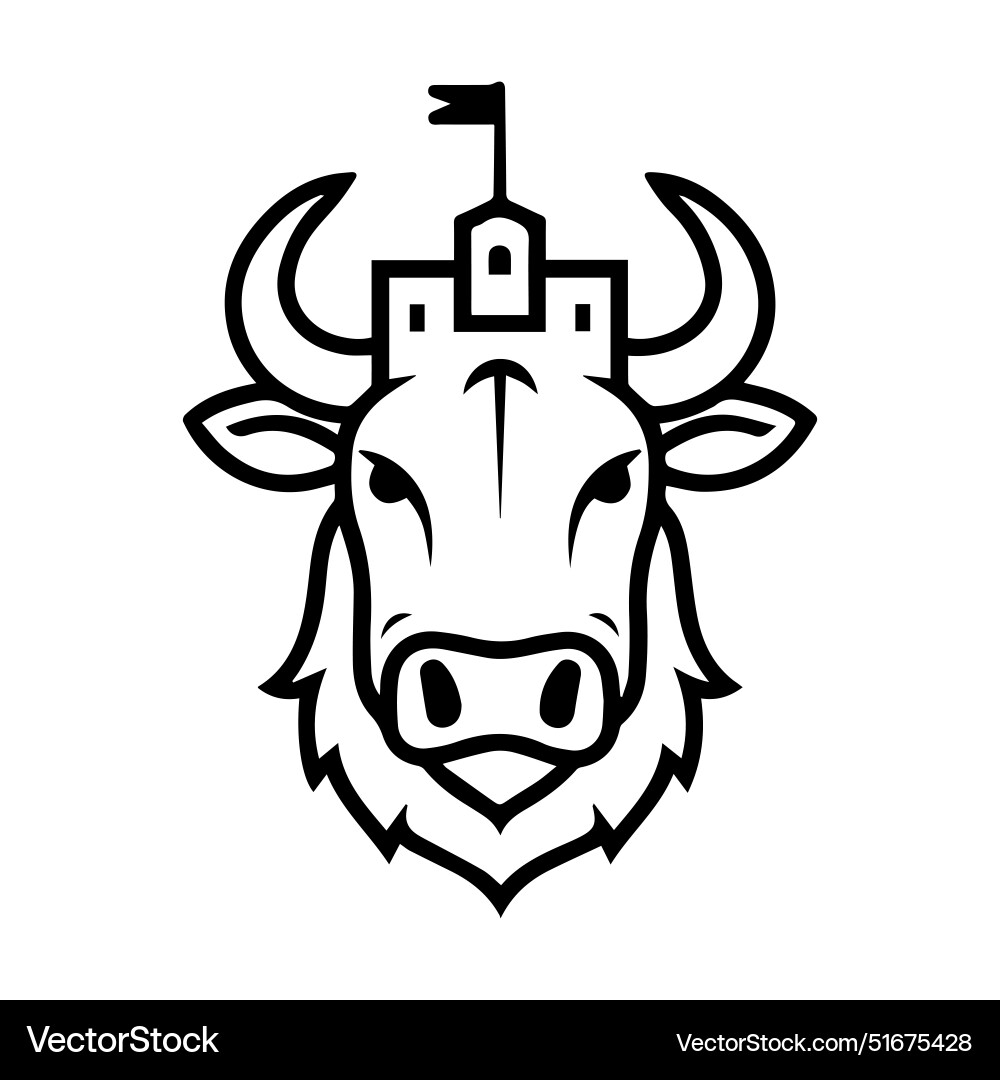 Bull castle logo or modern line icon art Vector Image