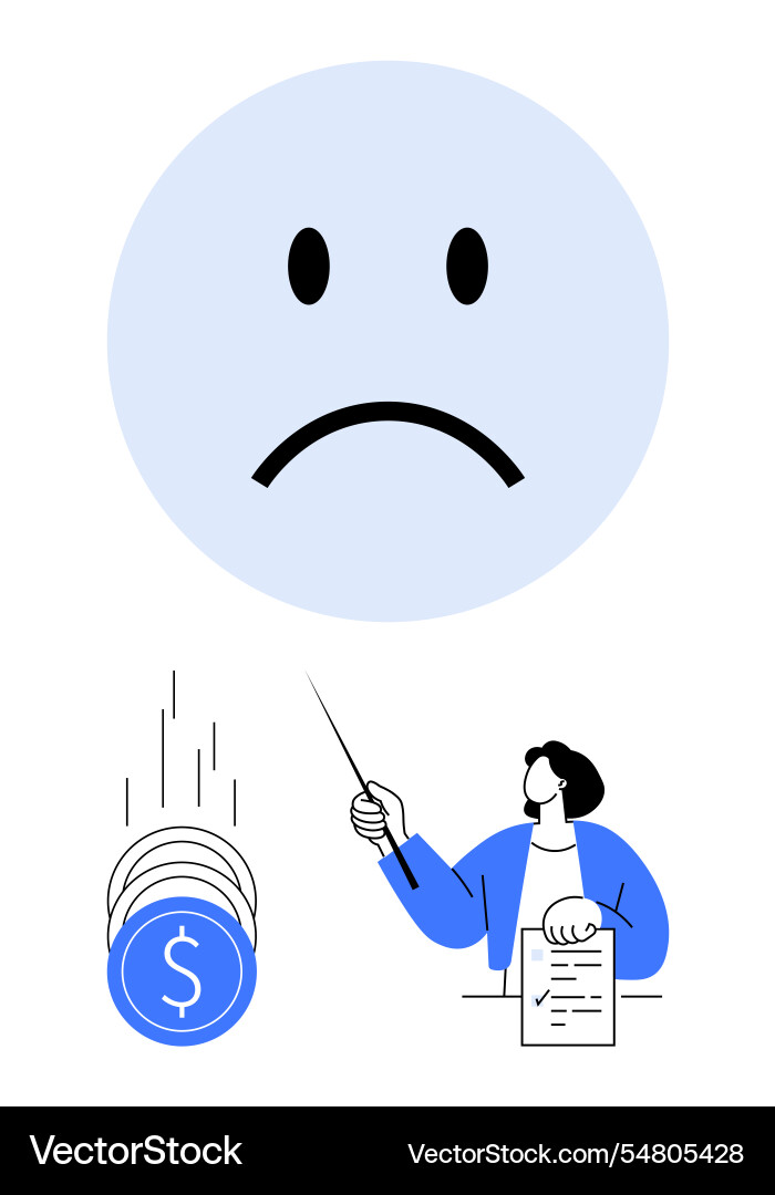 Financial loss concept with sad face falling Vector Image