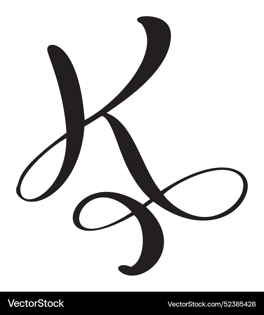 Hand drawn calligraphy letter k script Royalty Free Vector