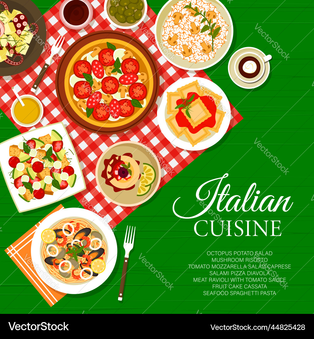 Italian cuisine restaurant menu page template Vector Image