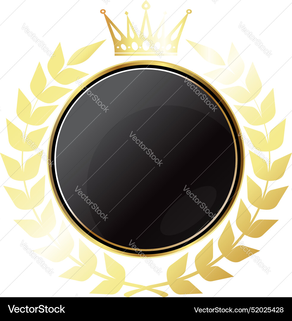 Round shield medal and laurel wreath Royalty Free Vector