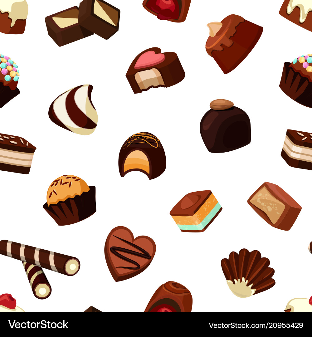 Cartoon chocolate candies pattern Royalty Free Vector Image