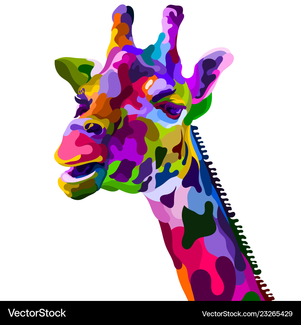 Colorful giraffe head isolated on white background