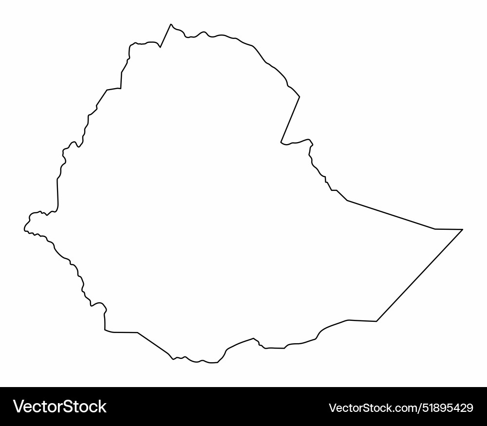 Ethiopia outline map Royalty Free Vector Image
