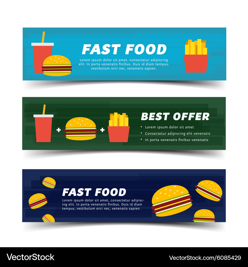 Fast food banner flat Royalty Free Vector Image