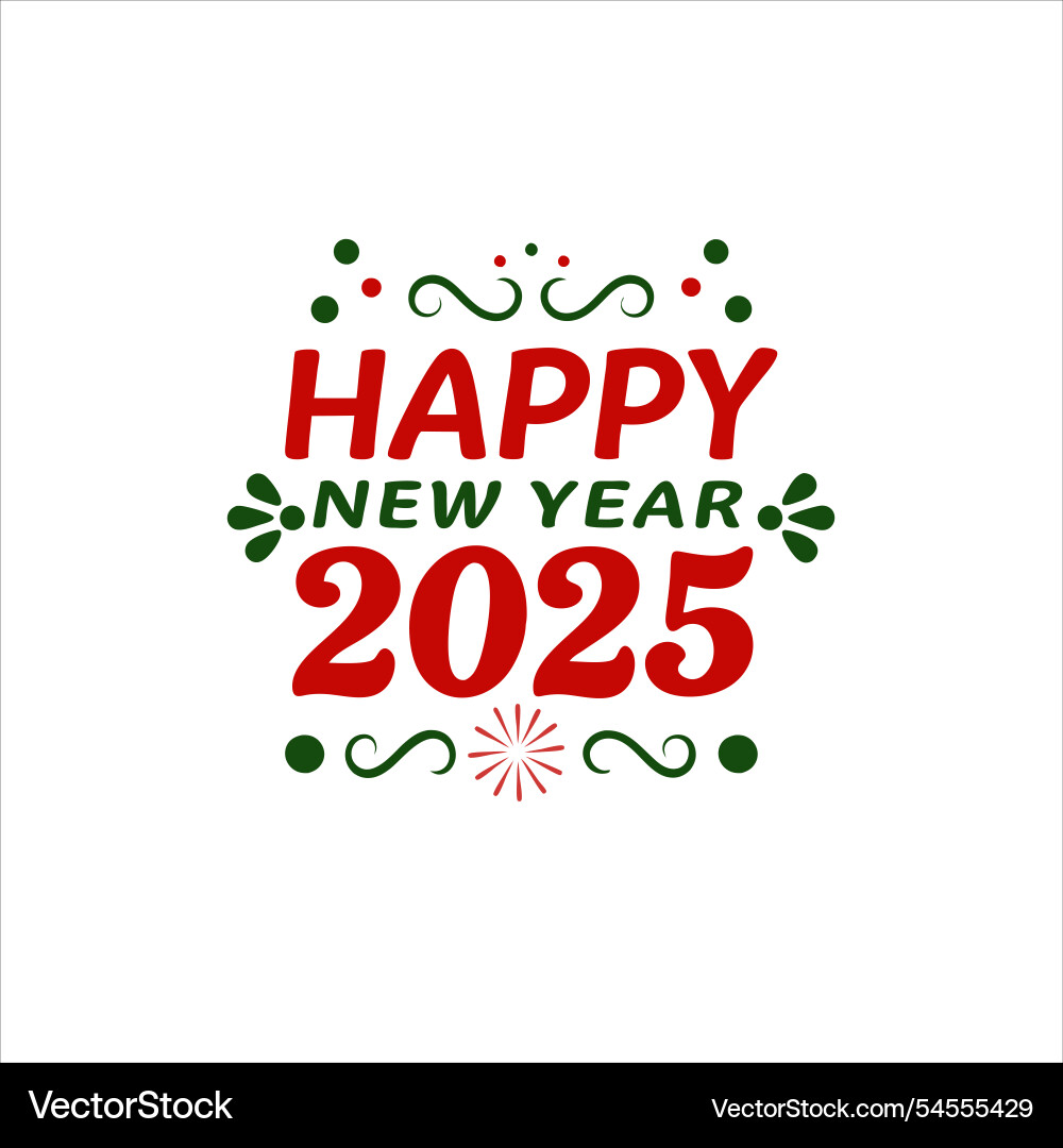 Happy new year 2025 script text hand lettering Vector Image