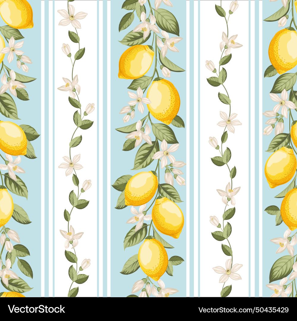 Lemon Citrus Pattern - Seamless Stripes Royalty Free Vector