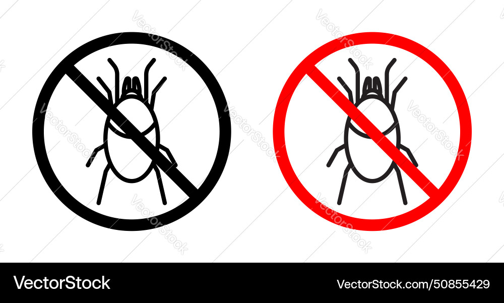 Mite in the prohibition sign no tick or bug Vector Image