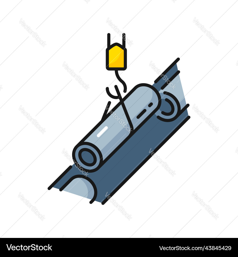 Pipeline construction lifting hook with pipe icon Vector Image