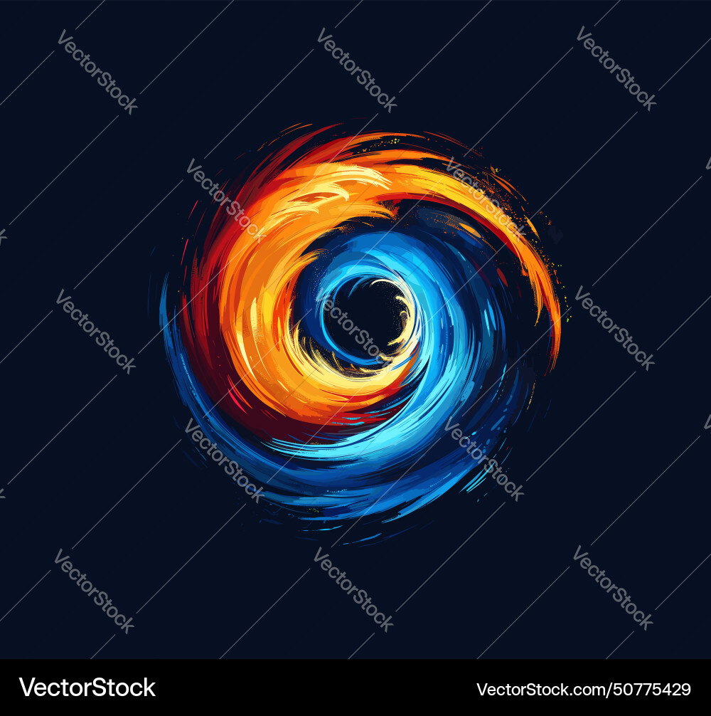 Spiral logo fire and water on black Royalty Free Vector