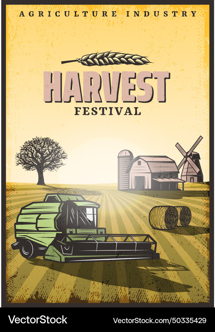 Vintage Harvest Poster Royalty Free Vector Image