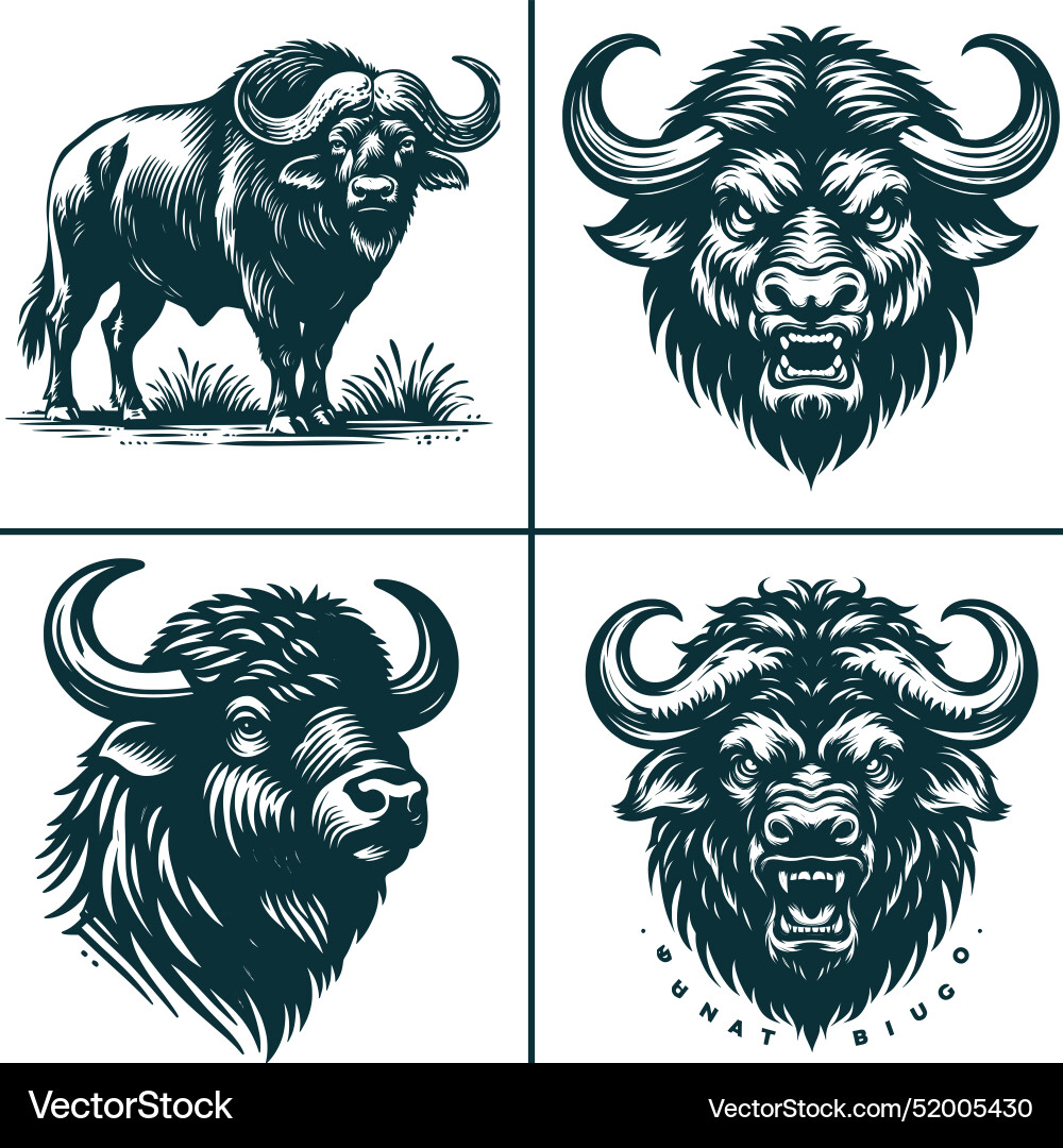 Bison buffalo silhouette svg filesbuffalo Vector Image