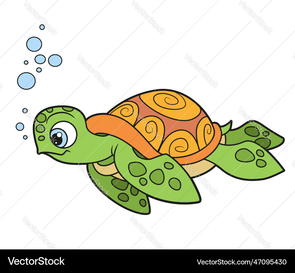 Cute cartoon sea turtle color variation Royalty Free Vector