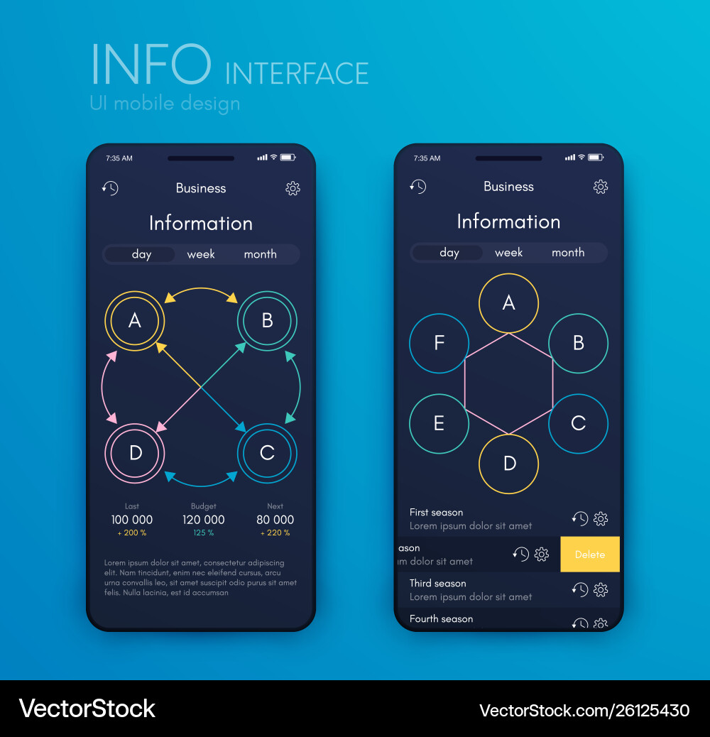 Grafik mobile Infografiken mit vier Lizenzfreier Vektor