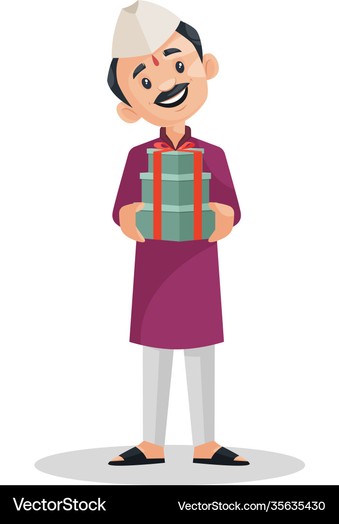 Indian marathi man cartoon Royalty Free Vector Image