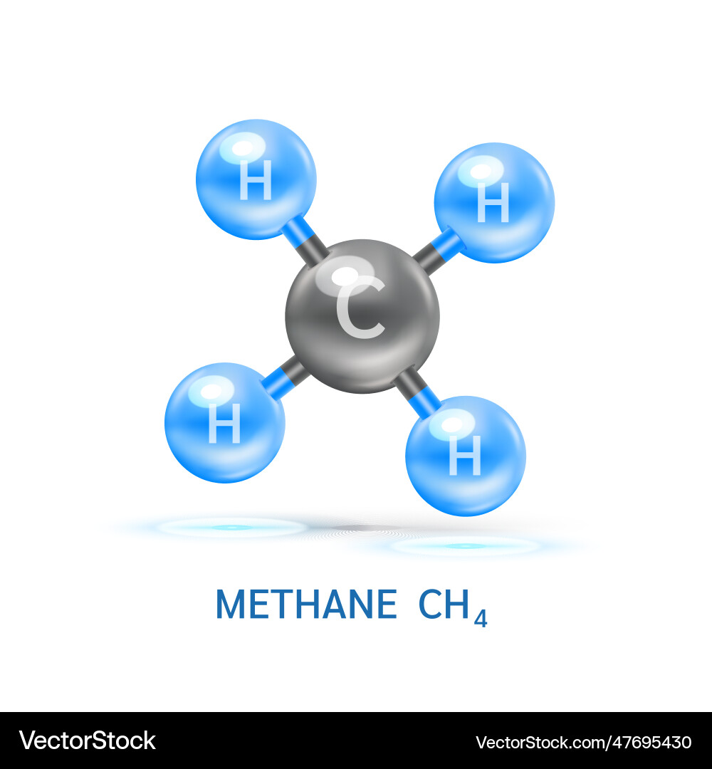 Methane gas ch4 molecule models Royalty Free Vector Image
