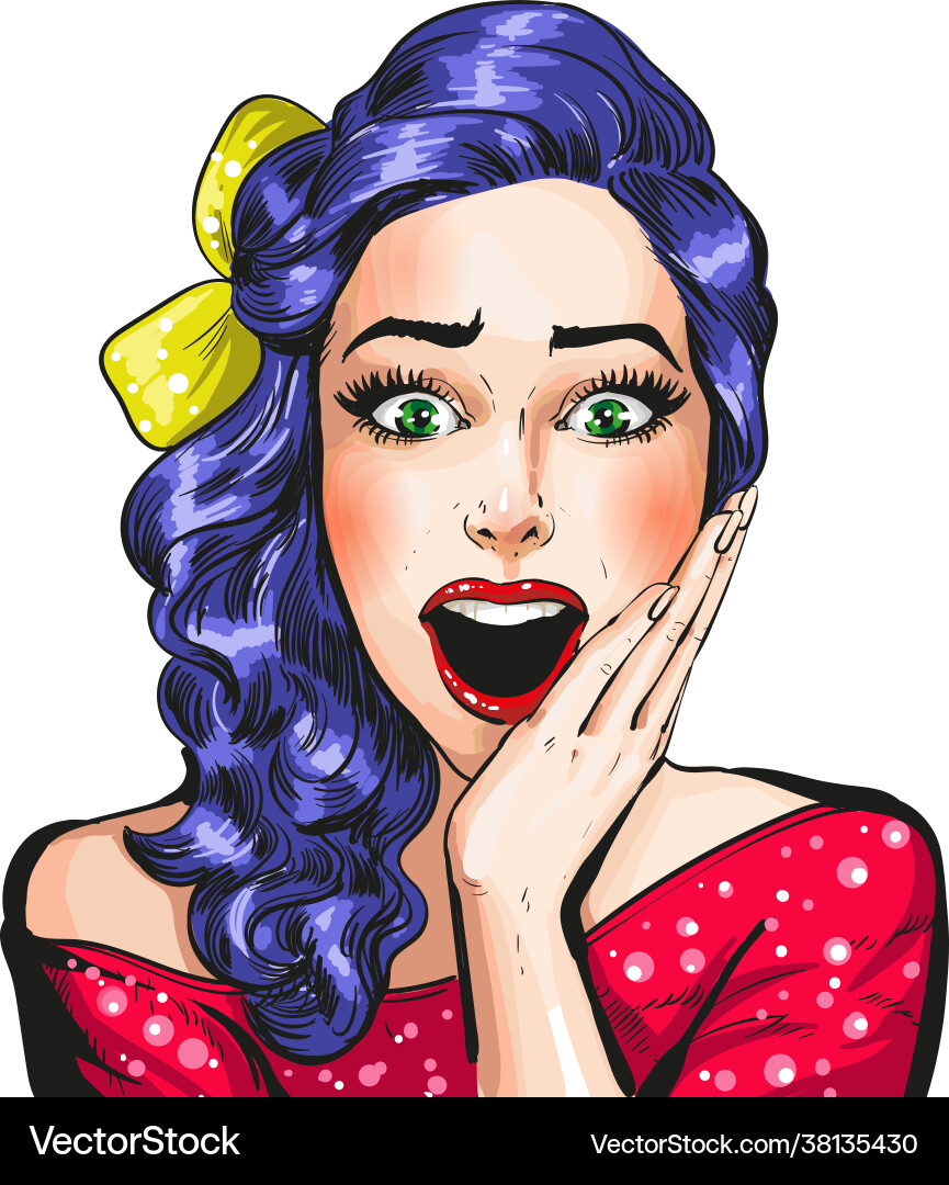 Pop Art Woman: Shocked Expression Royalty Free Vector Image