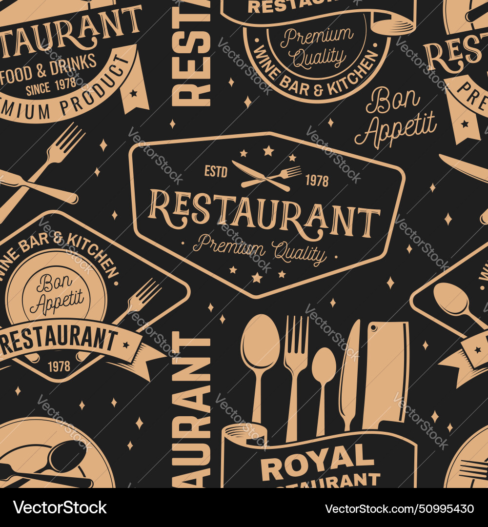 Restaurant seamless pattern or background Vector Image