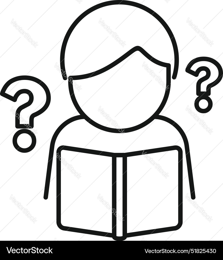 Student reading a book and asking questions icon Vector Image