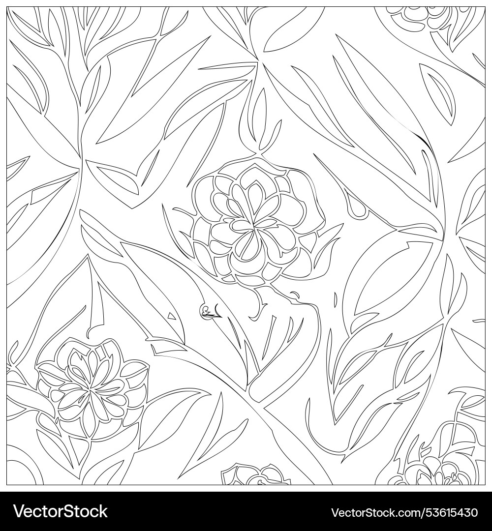 Tumpal flower pattern outline sketch Royalty Free Vector
