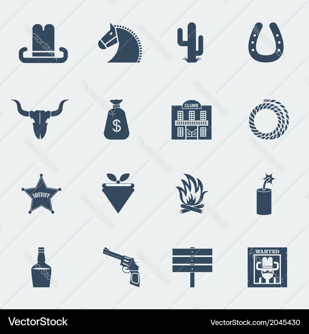 Wild West Cowboy Icons Royalty Free Vector Image