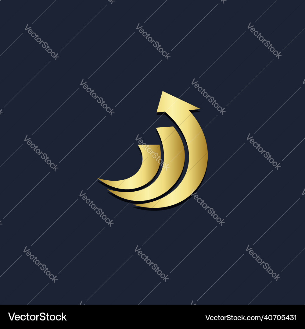 Arrow curve up progress gold logo Royalty Free Vector Image