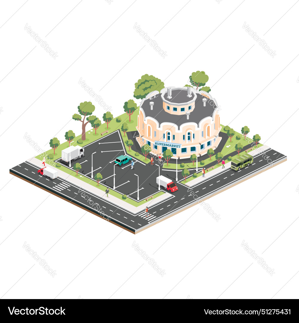 Isometric shopping mall infographic element Vector Image